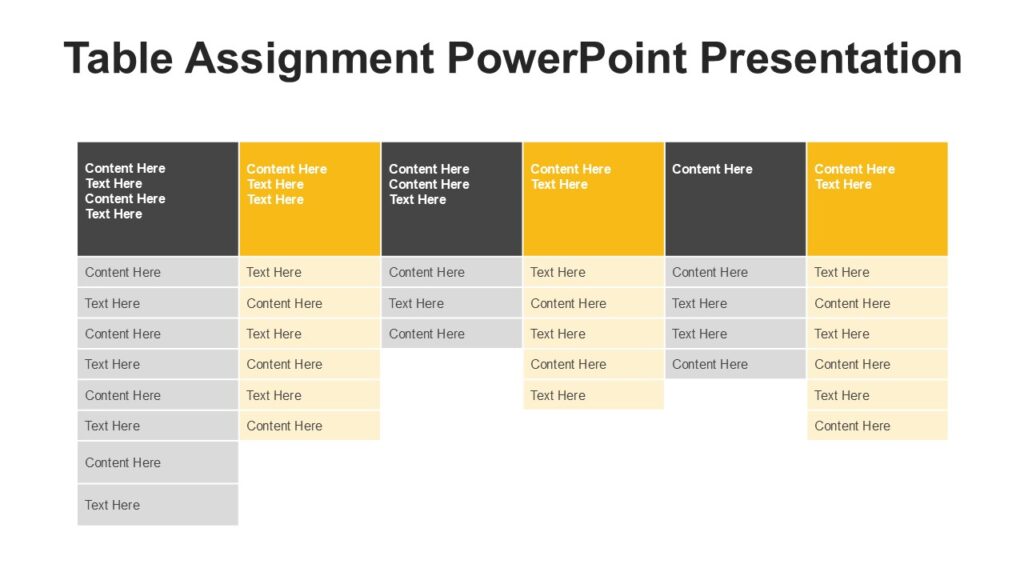 Table Assignment PowerPoint Presentation - PPTUniverse