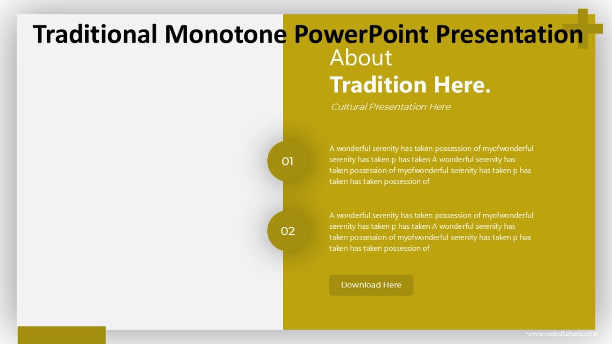 Traditional Monotone PowerPoint Presentation : 100% Editable PPTx