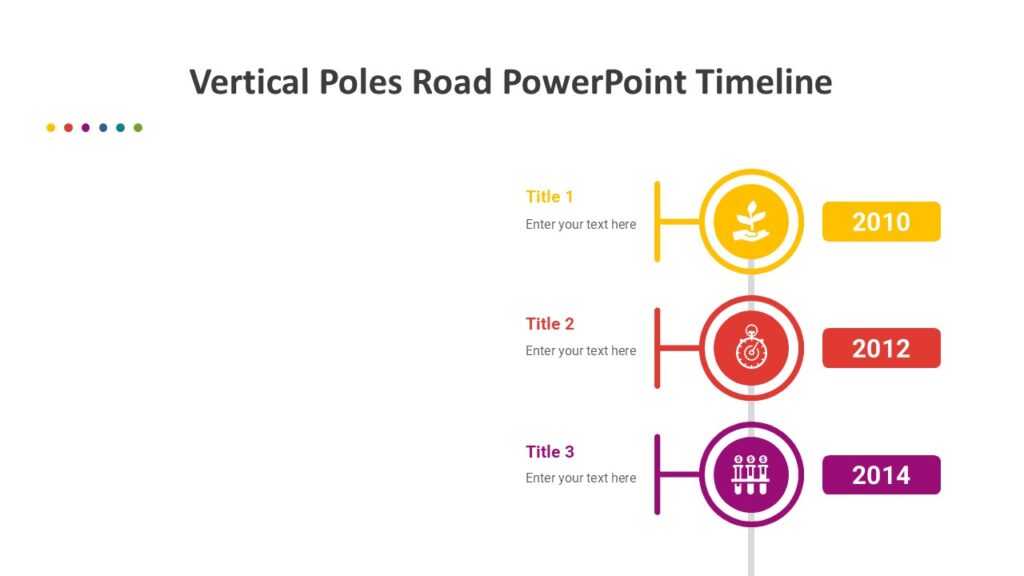Vertical Poles Road PowerPoint Timeline : 100% Editable PPTx