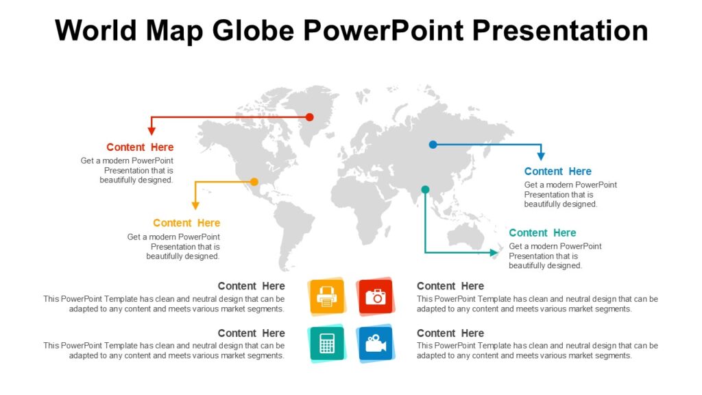 World Map Globe PowerPoint Presentation : 100% Editable PPTx