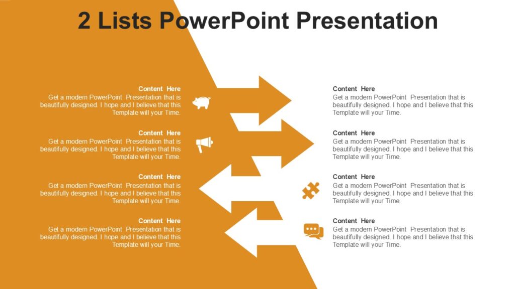 2 Lists PowerPoint Presentation : 100% Editable PPTx