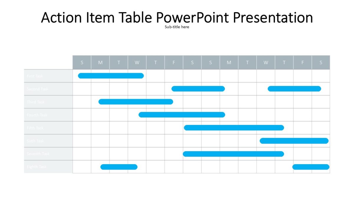 Action Item Table PowerPoint Presentation : 100% Editable PPTx