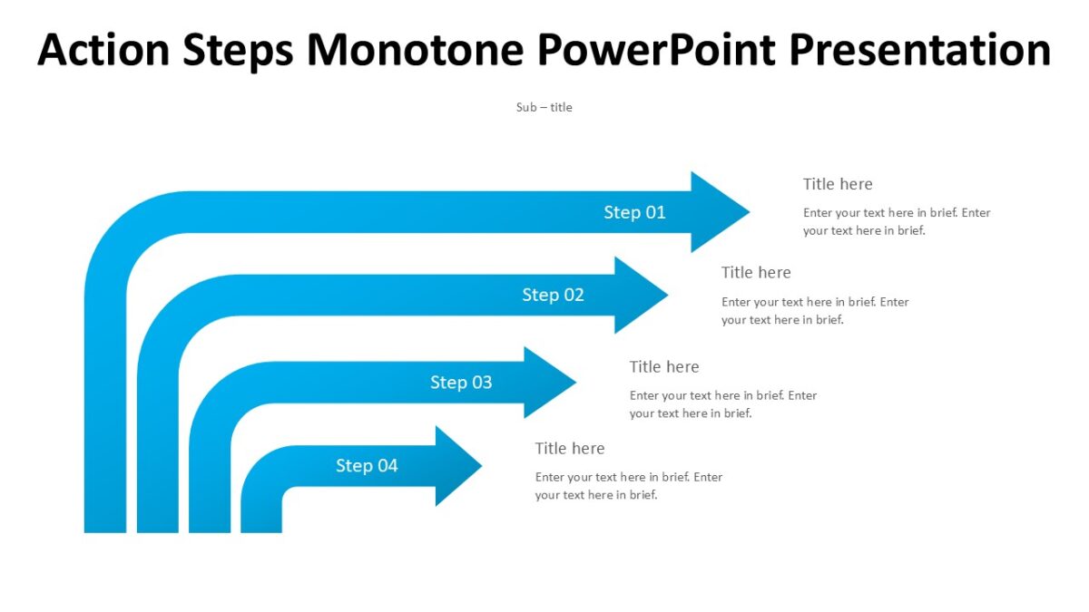 Action Steps Monotone PowerPoint Presentation : 100% Editable PPTx