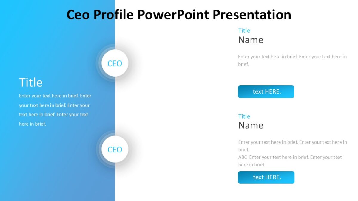 Ceo Profile PowerPoint Presentation : 100% Editable PPTx