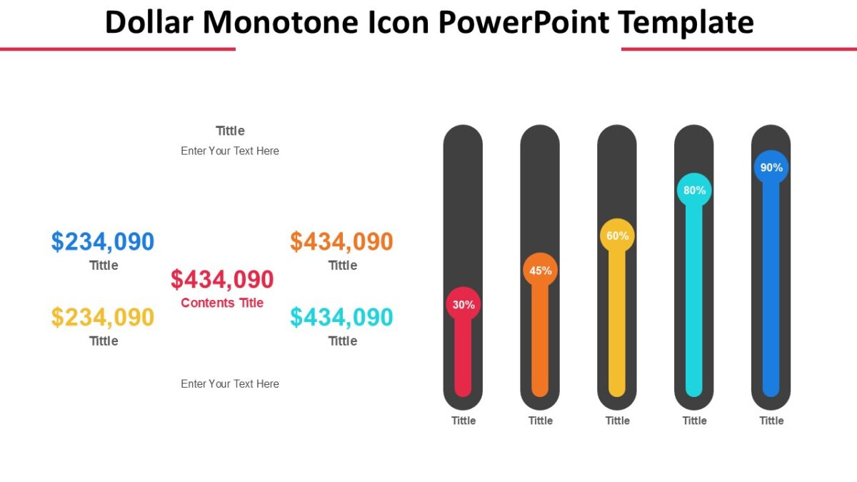 Dollar Monotone Icon PowerPoint Template : 100% Editable PPTx