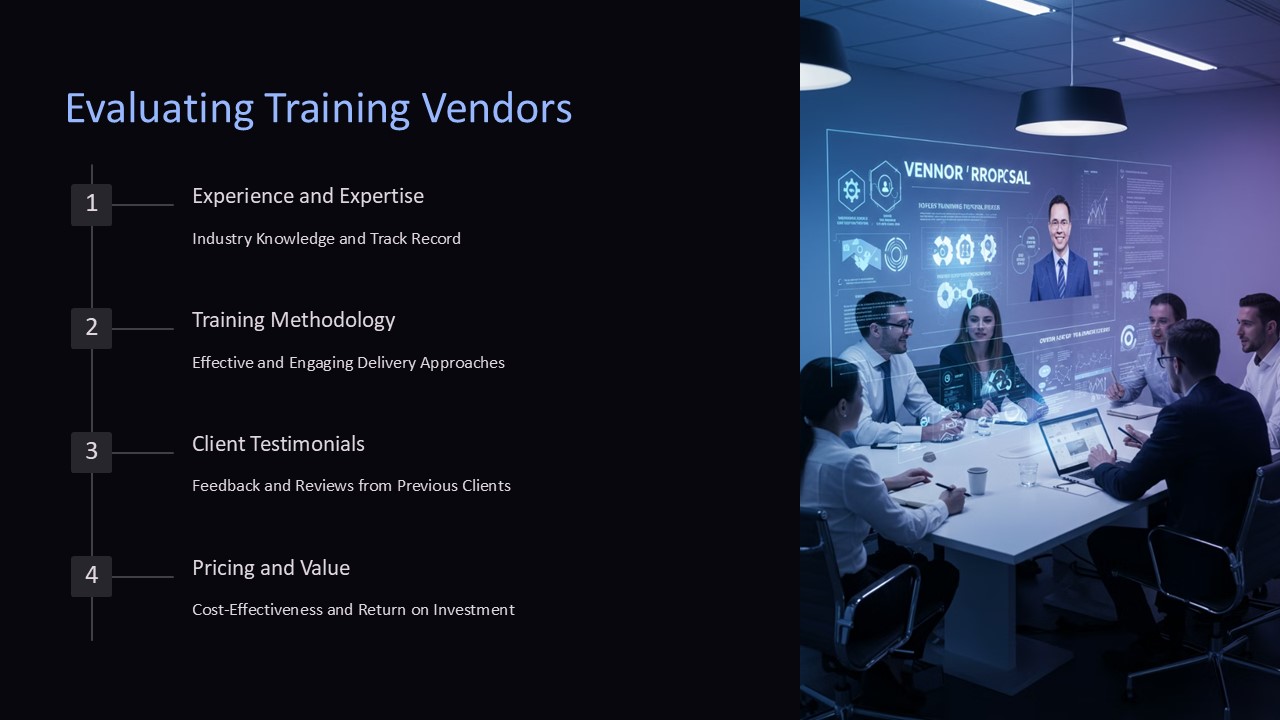 Evaluating Training Vendors PowerPoint Presentation : 100% Editable PPTx