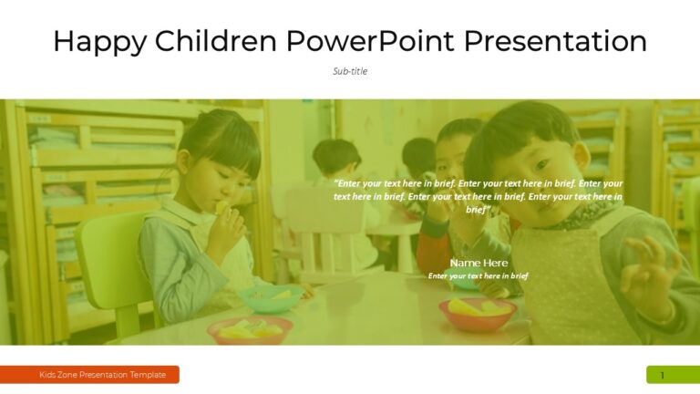 Happy Children PowerPoint Presentation : 100% Editable PPTx