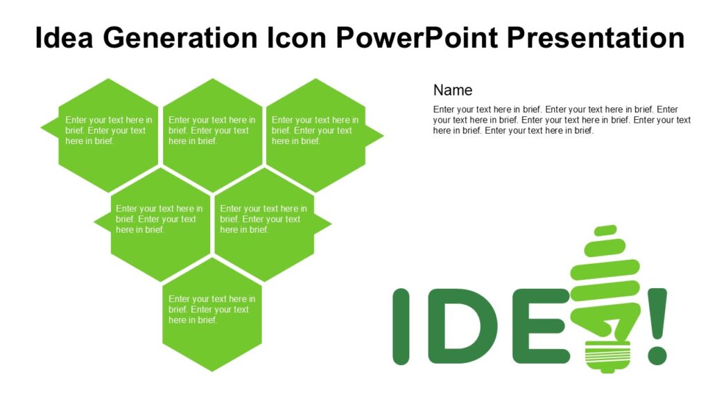 Idea Generation Icon PowerPoint Presentation : 100% Editable PPTx