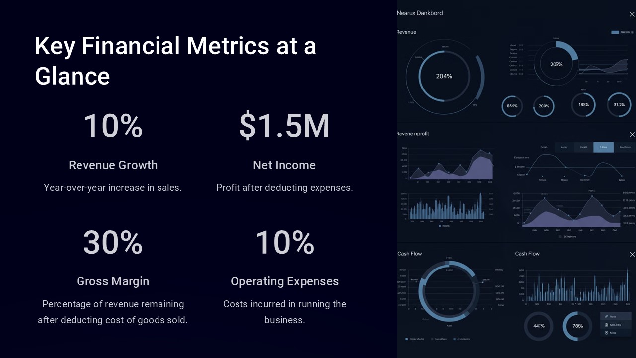 Key Financial Metrics at a Glance PowerPoint Presentation - PPTUniverse