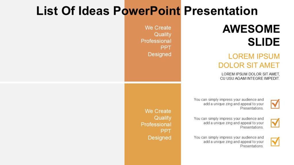 List Of Ideas PowerPoint Presentation : 100% Editable PPTx