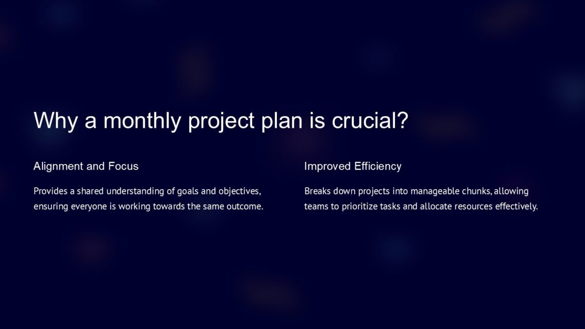 Monthly Project Plan PowerPoint Template : 100% Editable PPTx