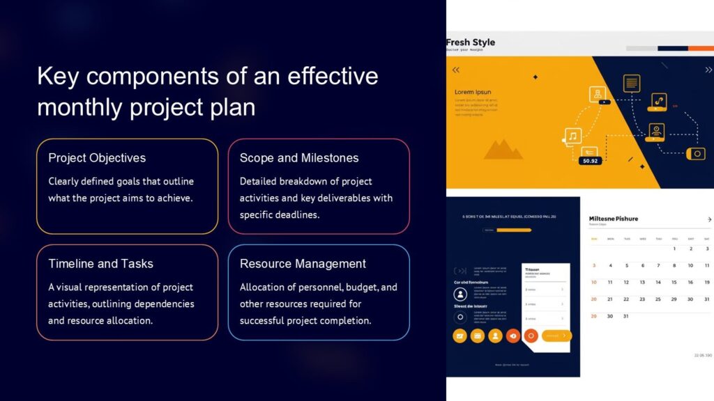 Monthly Project Plan PowerPoint Template : 100% Editable PPTx