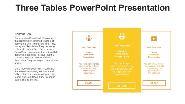 Three Tables PowerPoint Presentation - PPTUniverse