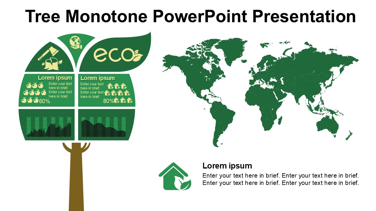 Tree Monotone PowerPoint Presentation : 100% Editable PPTx