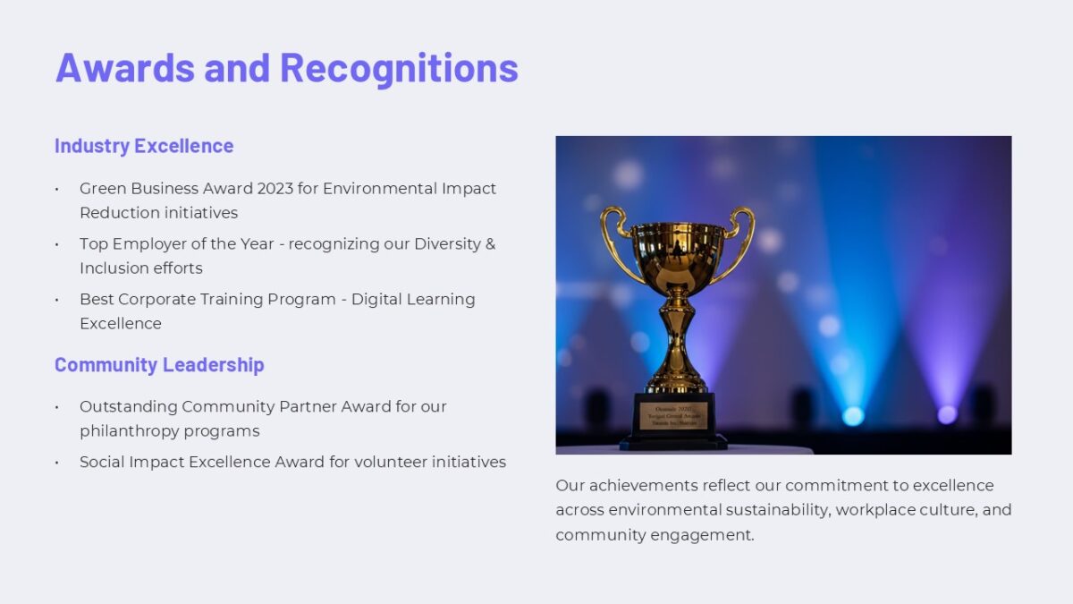 Awards and Recognitions PowerPoint Presentation : 100% Editable PPTx