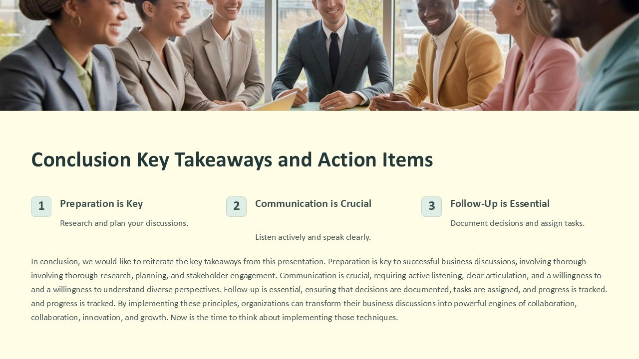 Conclusion Key Takeaways and Action Items PowerPoint Presentation - PPTUniverse