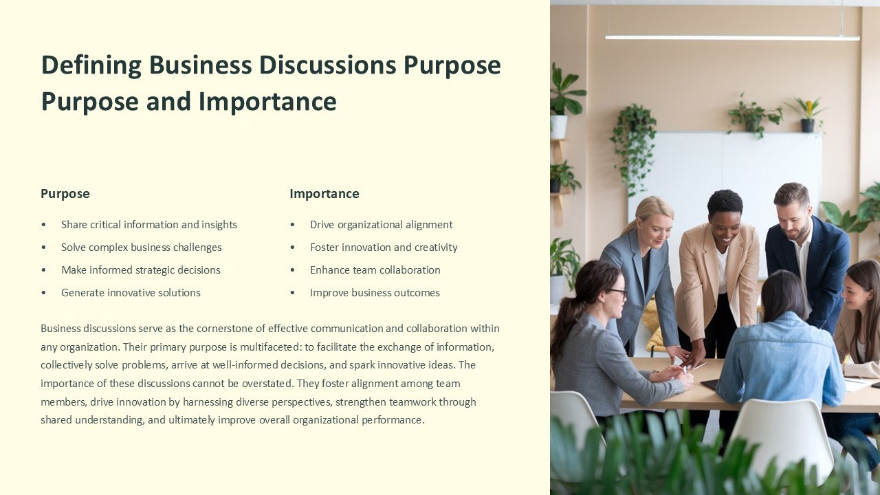 Defining Business Discussions Purpose and Importance PowerPoint ...