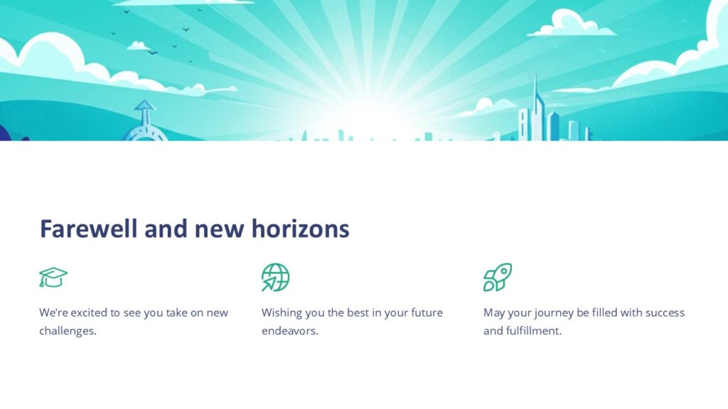 Farewell and new horizons PowerPoint Presentation : 100% Editable PPTx