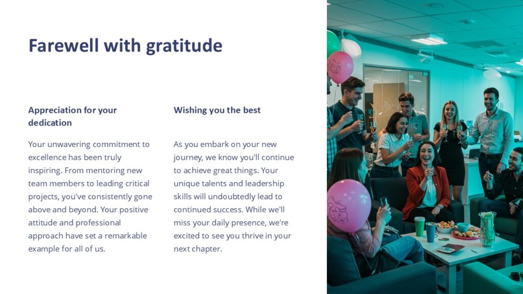Farewell with gratitude PowerPoint Presentation : 100% Editable PPTx
