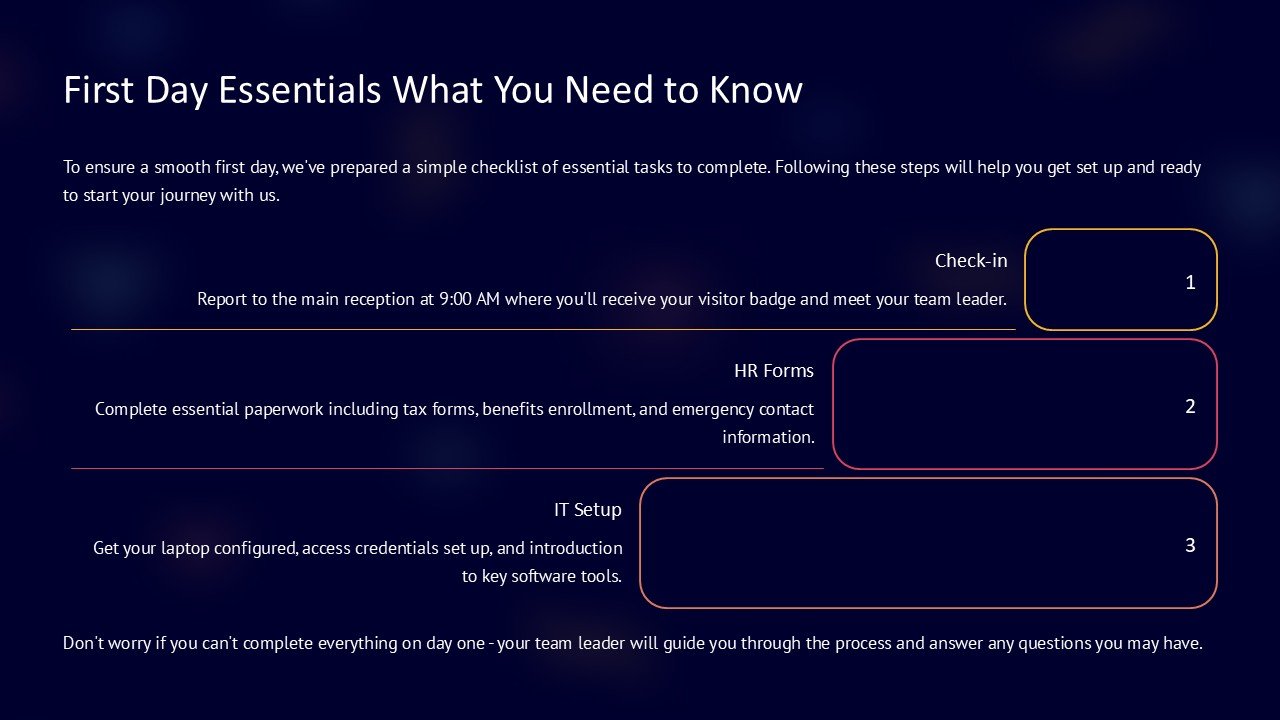 First Day Essentials What You Need to Know PowerPoint Presentation ...