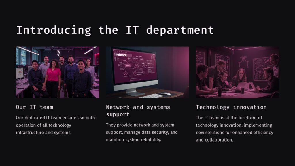 Introducing the IT department PowerPoint Presentation : 100% Editable PPTx