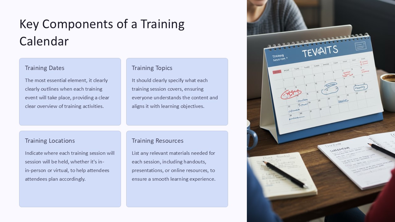 Key Components of a Training Calendar PowerPoint Presentation - PPTUniverse