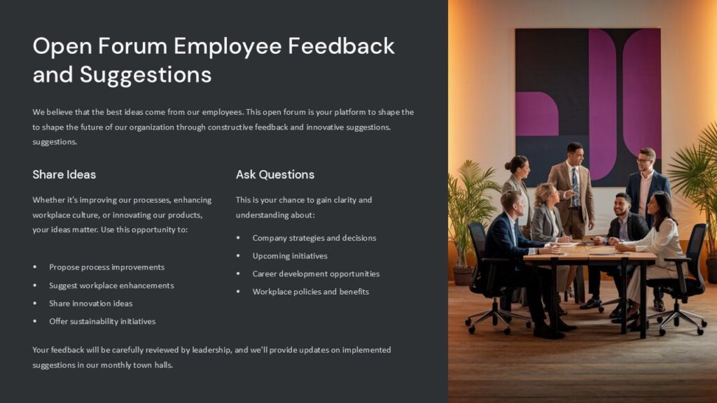 Open Forum Employee Feedback and Suggestions PowerPoint Presentation ...