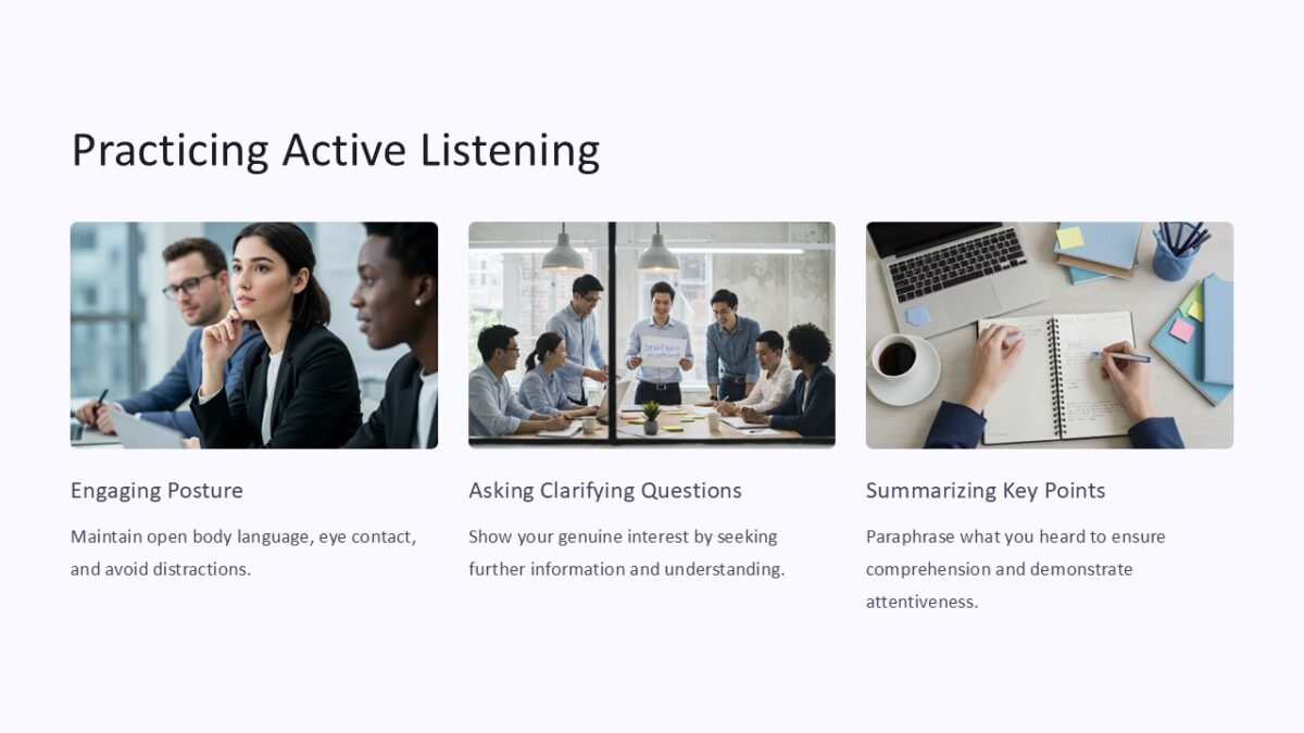 Practicing Active Listening PowerPoint Presentation : 100% Editable PPTx