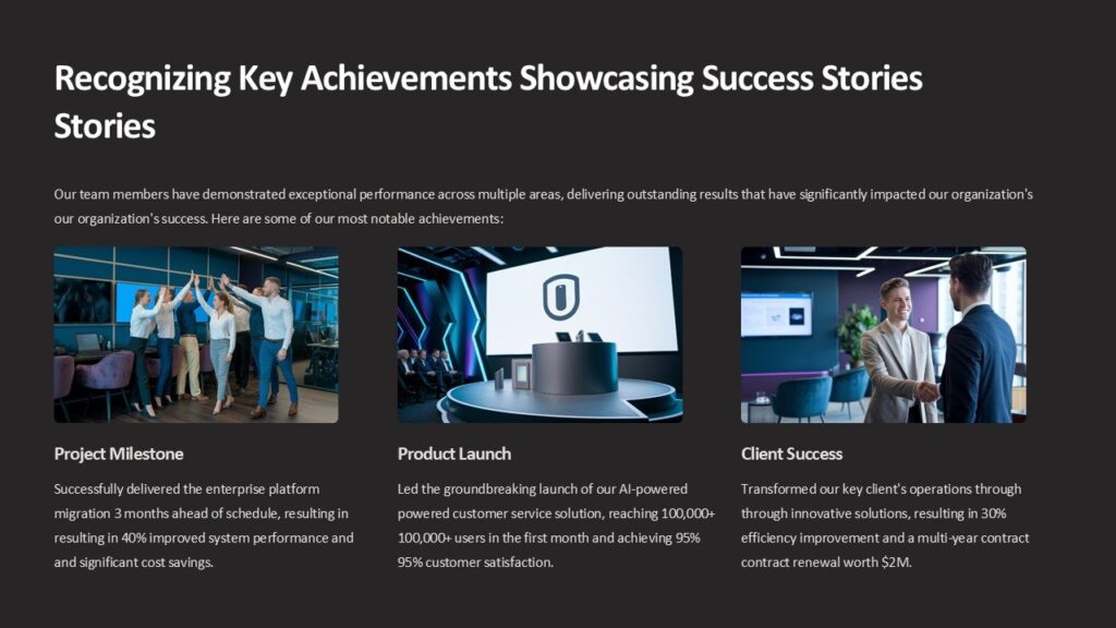 Recognizing Key Achievements Showcasing Success Stories PowerPoint ...