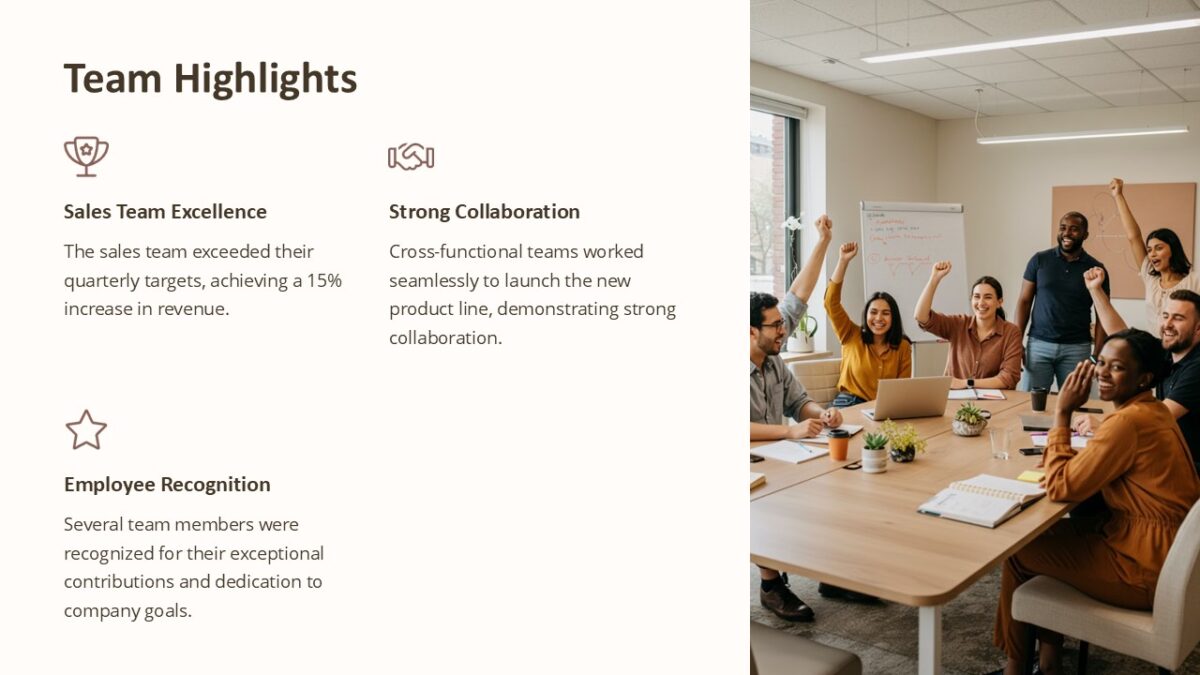 Team Highlights PowerPoint Presentation : 100% Editable PPTx