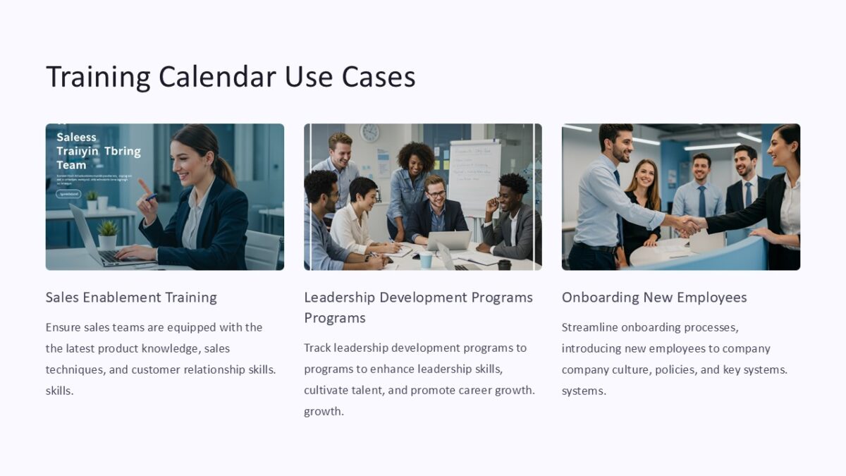 Training Calendar Use Cases PowerPoint Presentation : 100% Editable PPTx