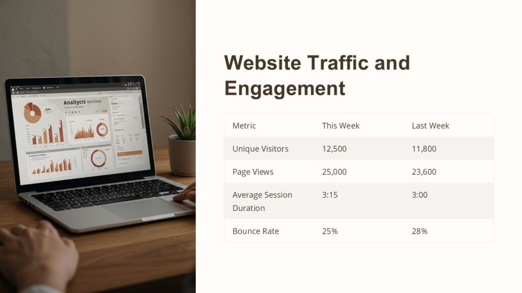 Weekly Report PowerPoint Template : 100% Editable PPTx