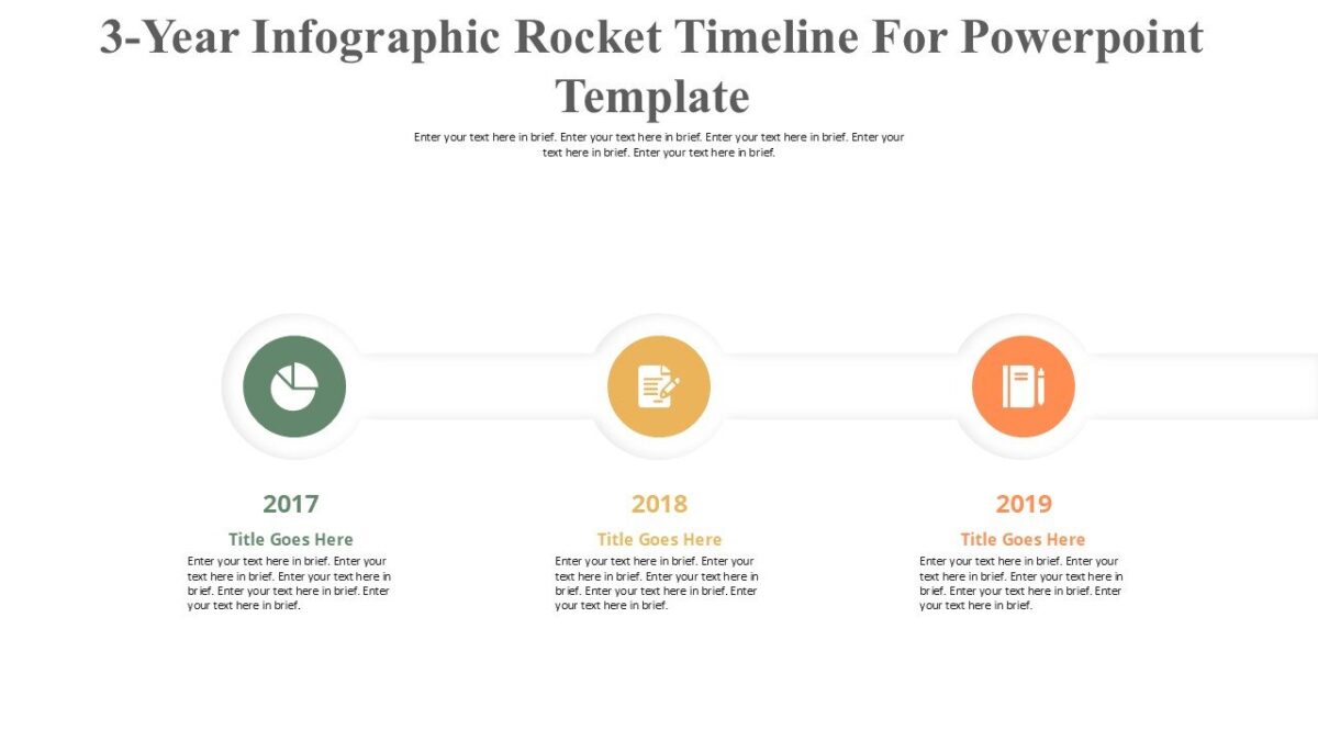 3 Year Infographic Rocket Timeline For Powerpoint Template : 100% ...