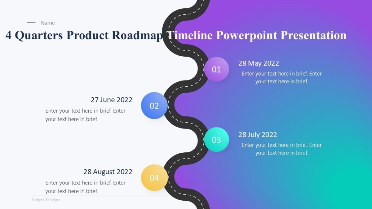 4 Quarters Product Roadmap Timeline Powerpoint Presentation : 100% ...