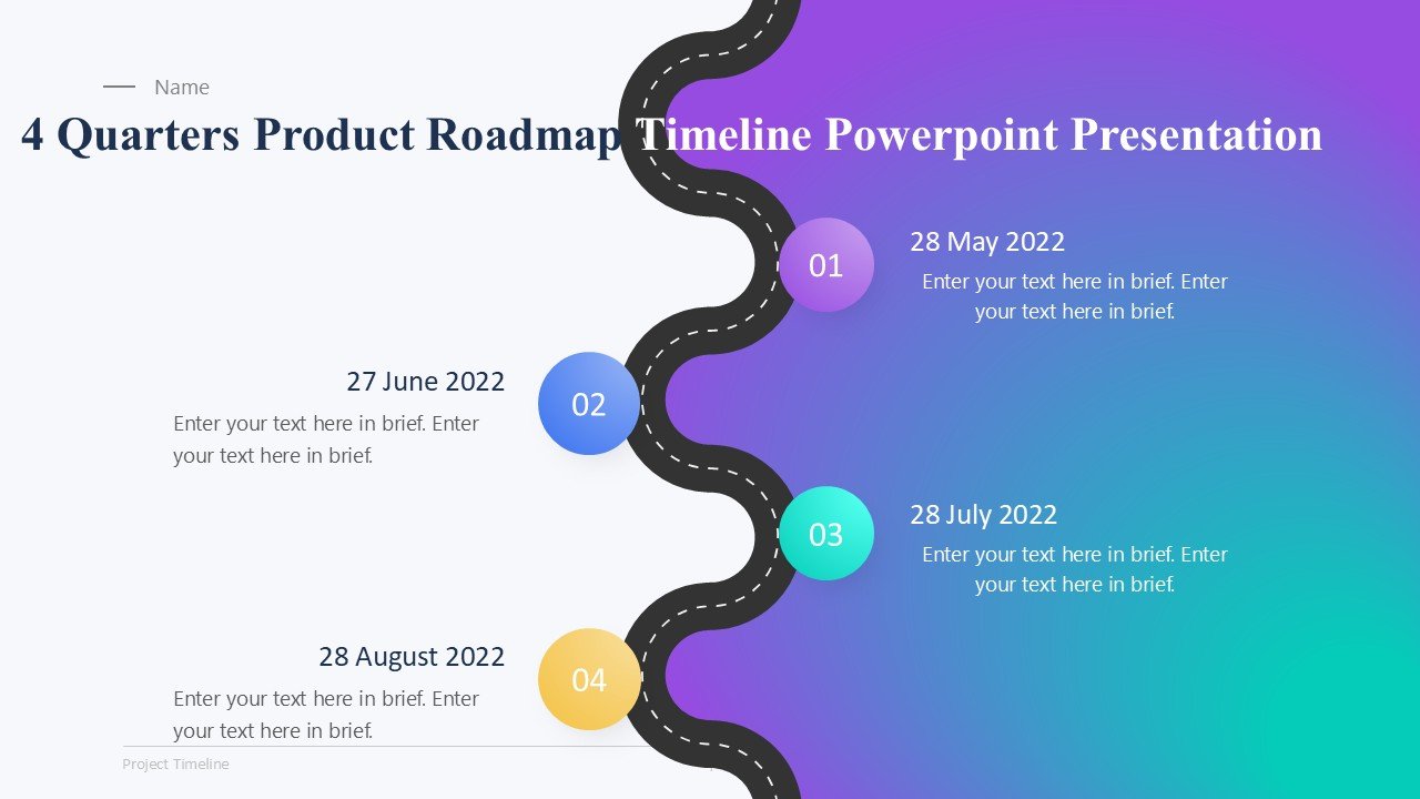 4 Quarters Product Roadmap Timeline Powerpoint Presentation - PPTUniverse