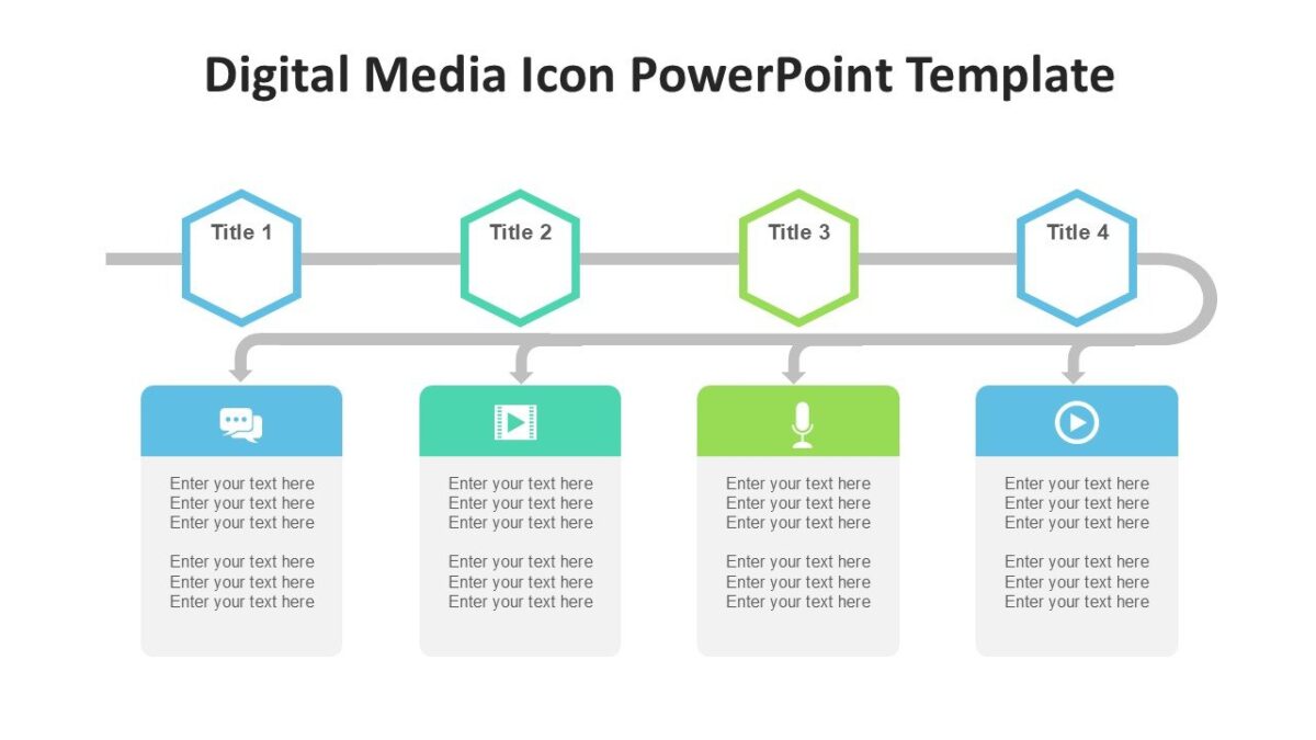 Digital Media Icon PowerPoint Template : 100% Editable PPTx