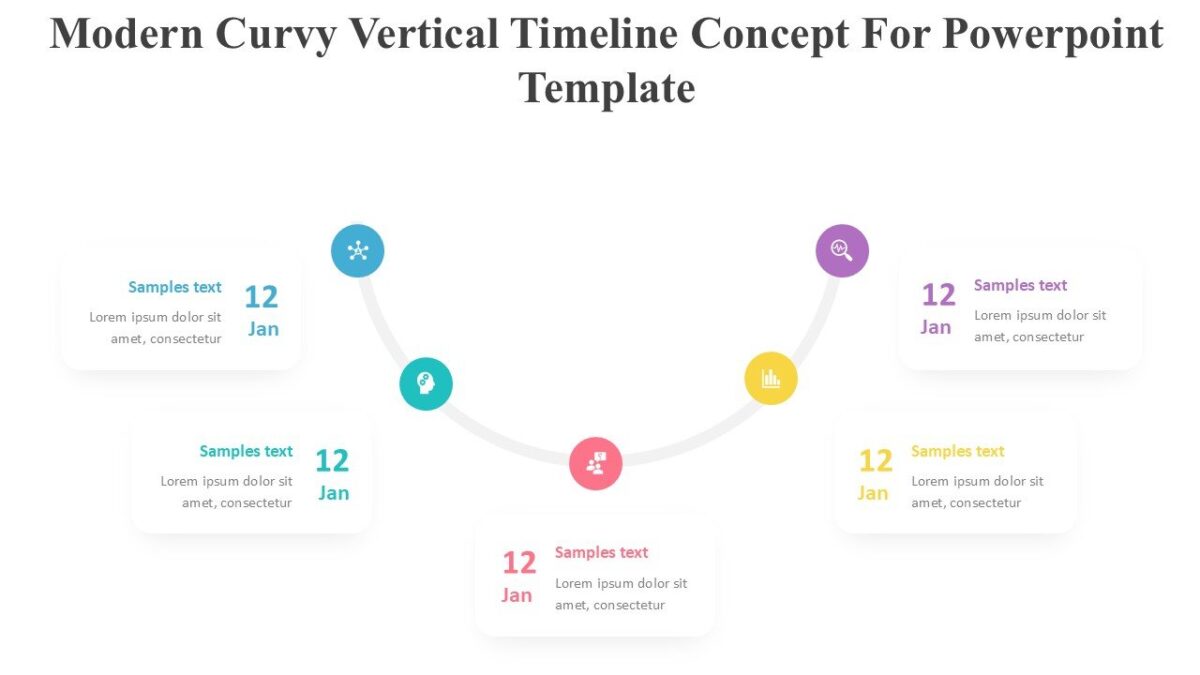 Modern Curvy Vertical Timeline Concept For Powerpoint Template : 100% ...