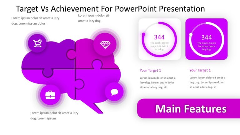 Target Vs Achievement For PowerPoint Presentation : 100% Editable PPTx