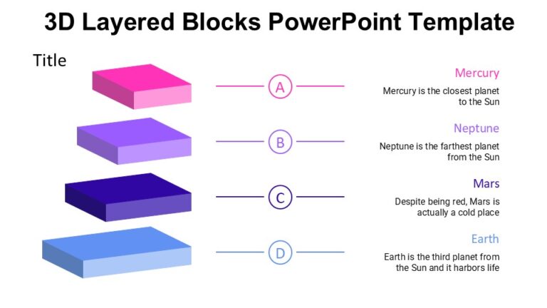 3D Layered Blocks PowerPoint Template : 100% Editable PPTx