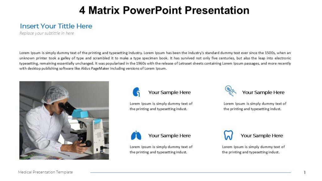 4 Matrix PowerPoint Presentation : 100% Editable PPTx