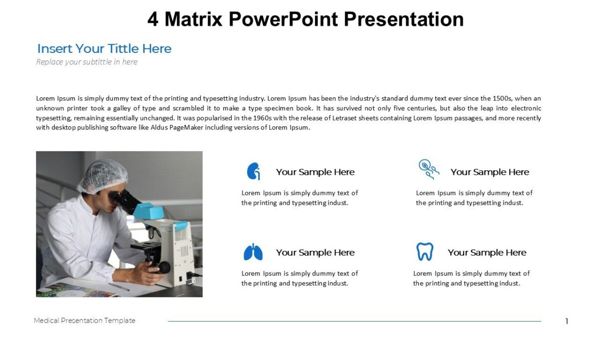 4 Matrix PowerPoint Presentation : 100% Editable PPTx