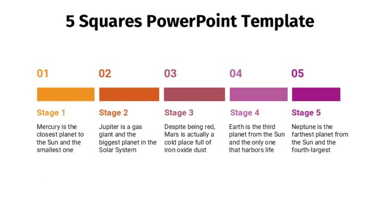 5 Squares PowerPoint Template - PPTUniverse