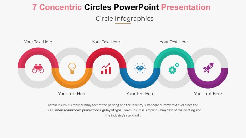 7 Concentric Circles PowerPoint Presentation : 100% Editable PPTx