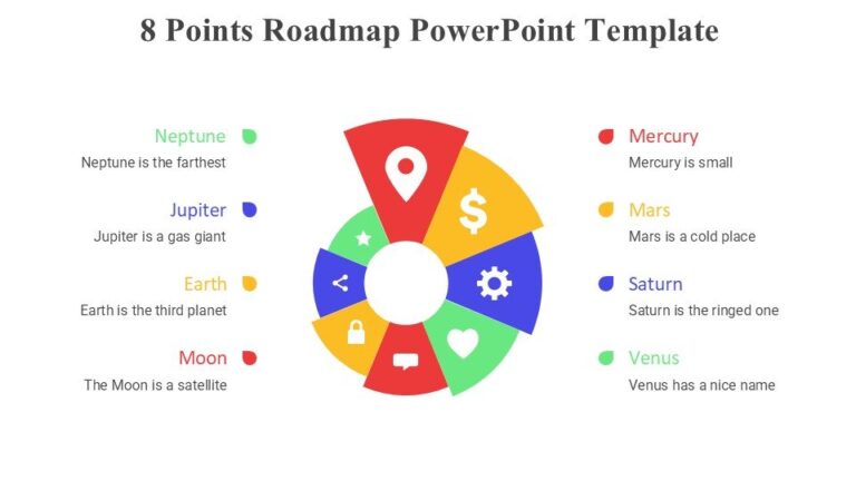 8 Points Roadmap PowerPoint Template : 100% Editable PPTx