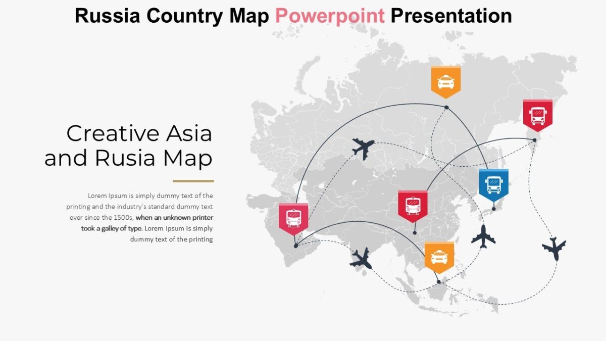Creative Asia and Rusia Map - PPTUniverse