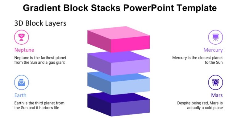 Gradient Block Stacks PowerPoint Template - PPTUniverse