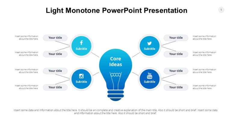 Light Monotone PowerPoint Presentation : 100% Editable PPTx