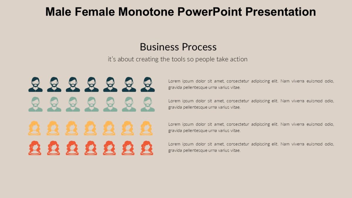 Male Female Monotone PowerPoint Presentation : 100% Editable PPTx