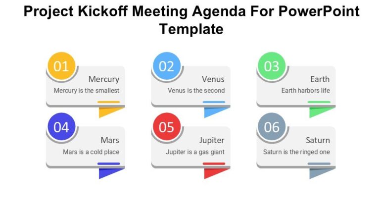Project Kickoff Meeting Agenda For PowerPoint Template : 100% Editable PPTx