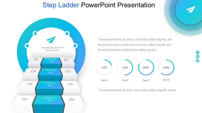 Step Ladder PowerPoint Presentation : 100% Editable PPTx